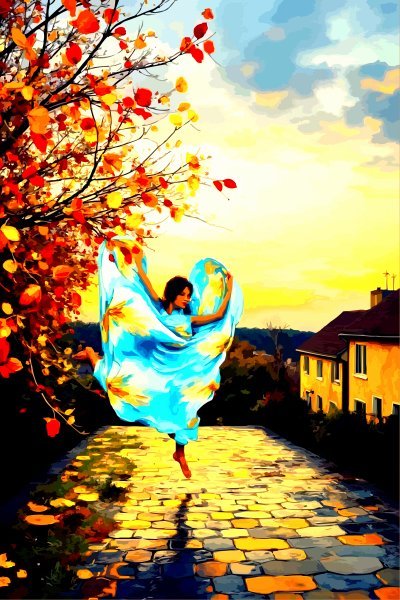 Girl Dancing in Autumn Light Digital Art - Viktor Levchenko