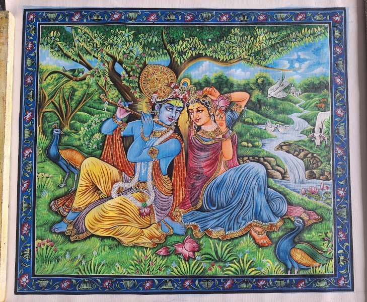 Piękny Pan Radha Krishna: Boska Miłość we Vrindavan Drawing - Manish ...
