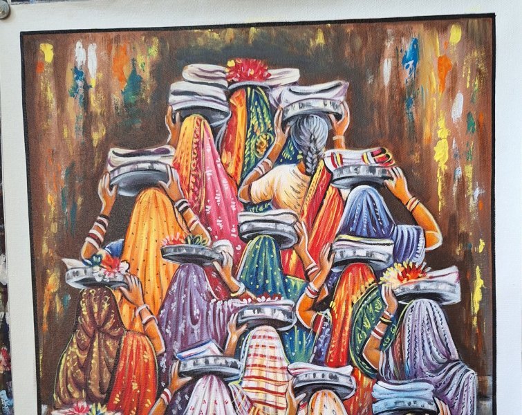 Traditional, procession, color Drawing - Manish Vaishnav
