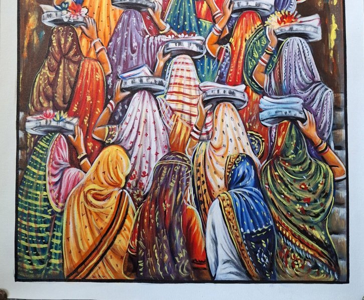 Traditional, procession, color Drawing - Manish Vaishnav
