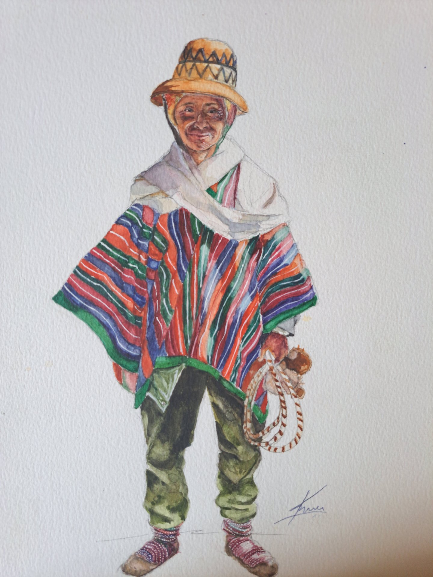 Retrato hombre andino Painting by Killa Enriquez