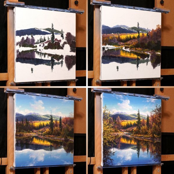 Palette of autumn reflection Painting by Viktar Yushkevich Yuvart