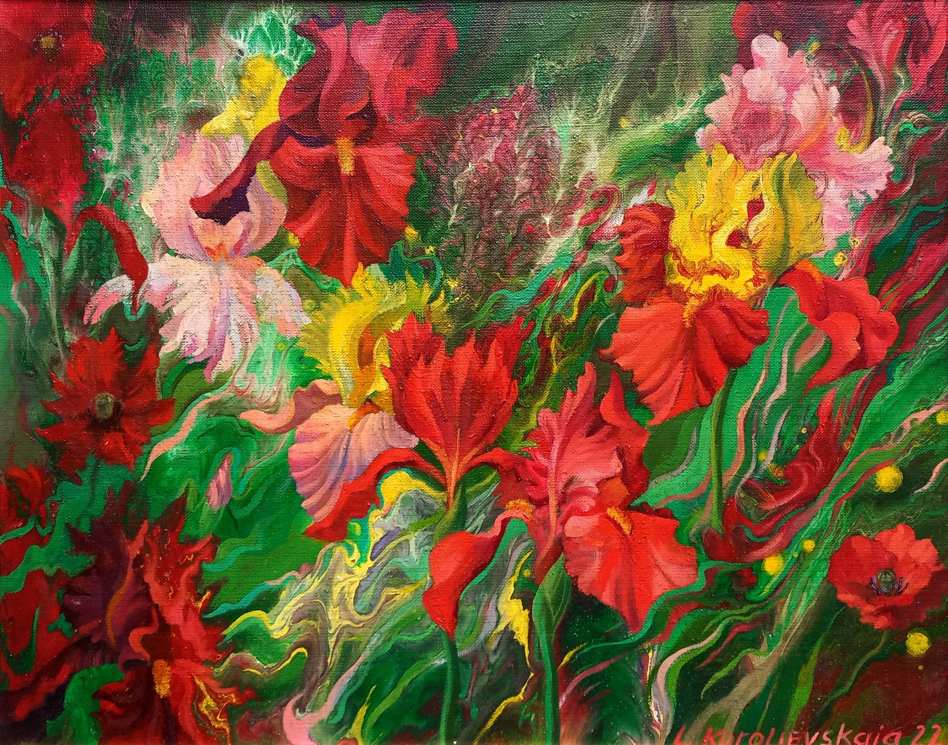 Iris rojos Pintura de Lana Korolievskaia - Jose Art Gallery