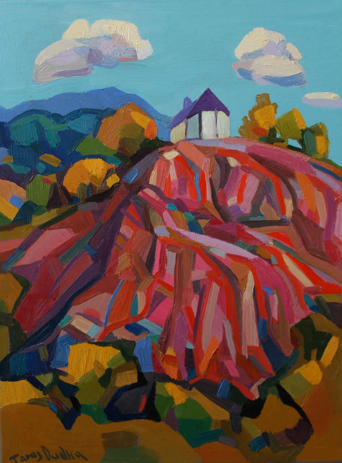 Church on the mountain Painting by Taras Dudka