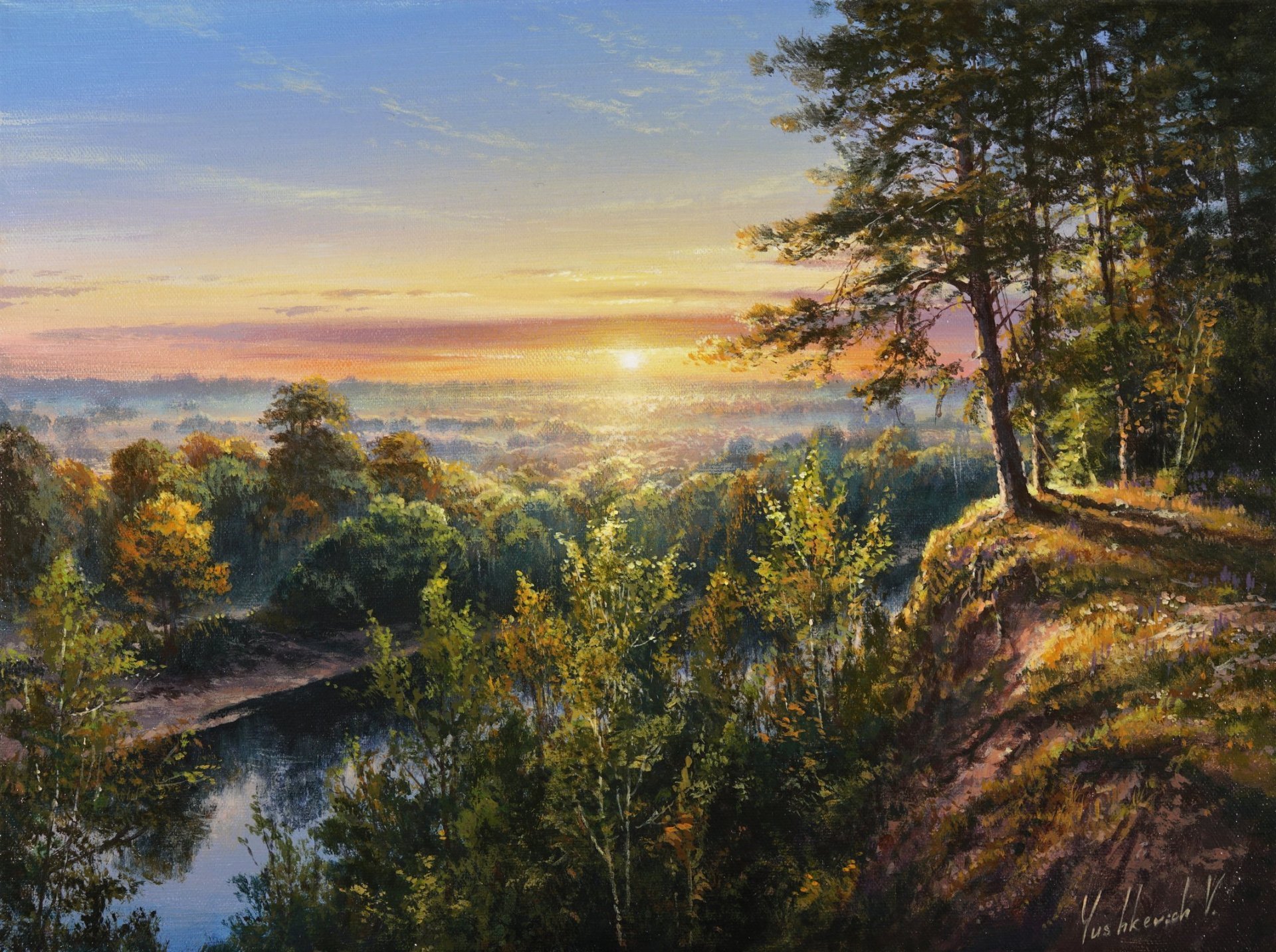 Meeting with the dawn Painting by Viktar Yushkevich Yuvart