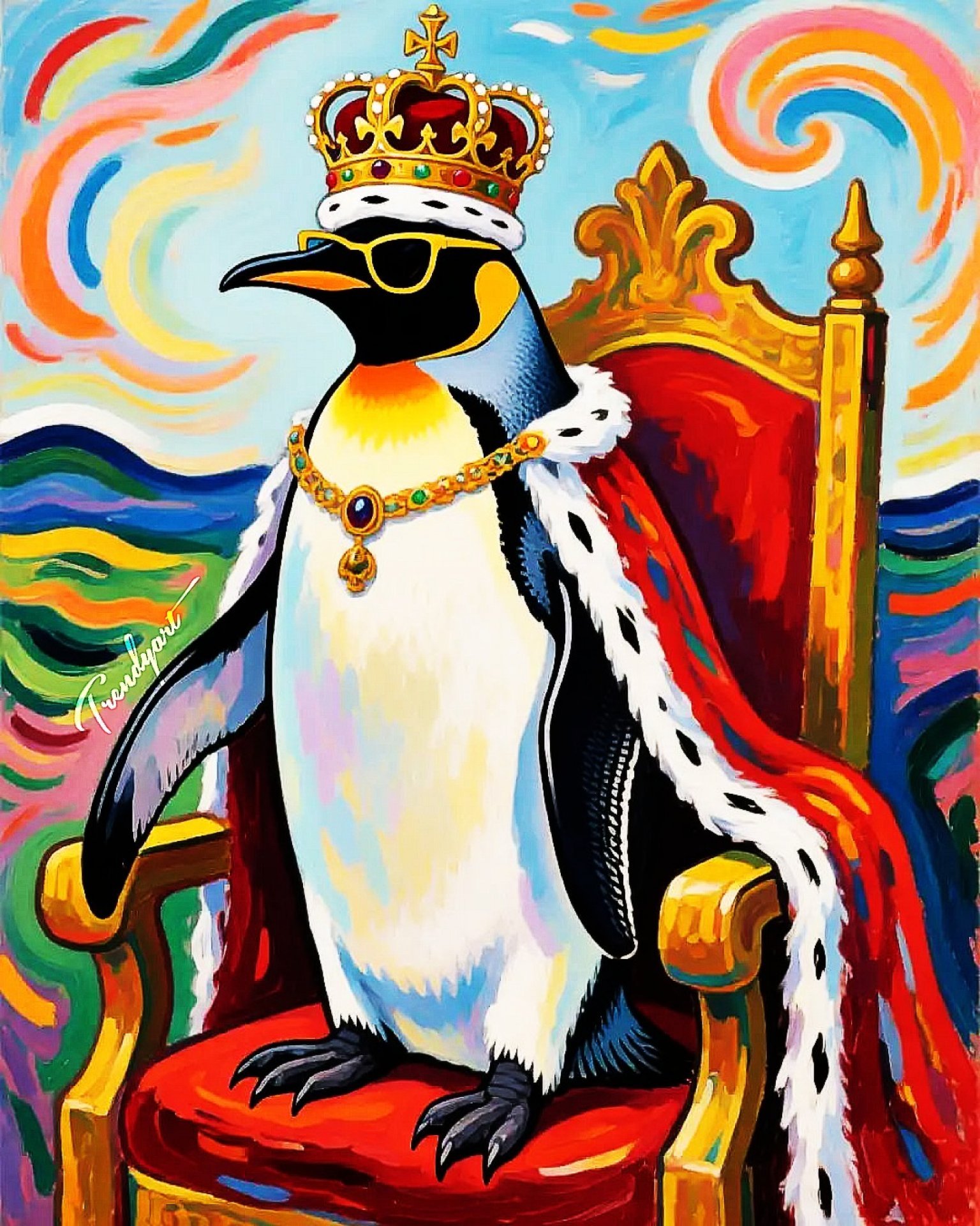 Arte digital de pingüinos Painting by Trendy Art