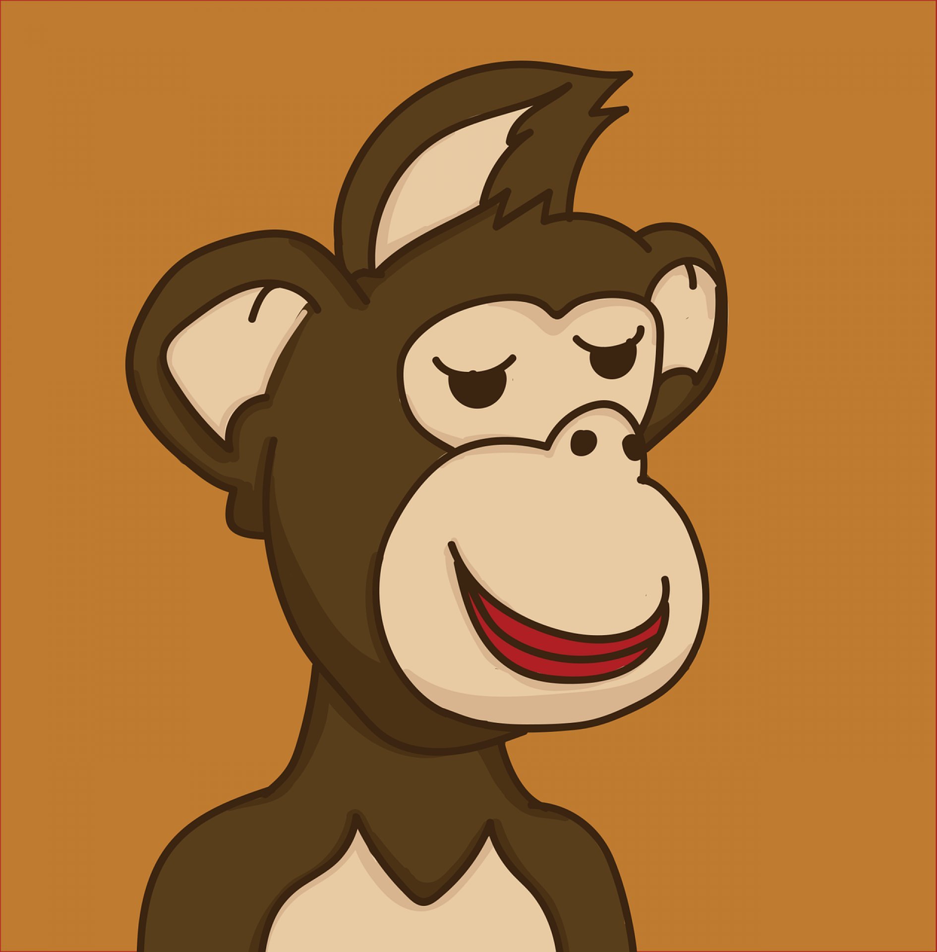 Portrait vectoriel amusant de singe heureux Art numérique - Trendy Art