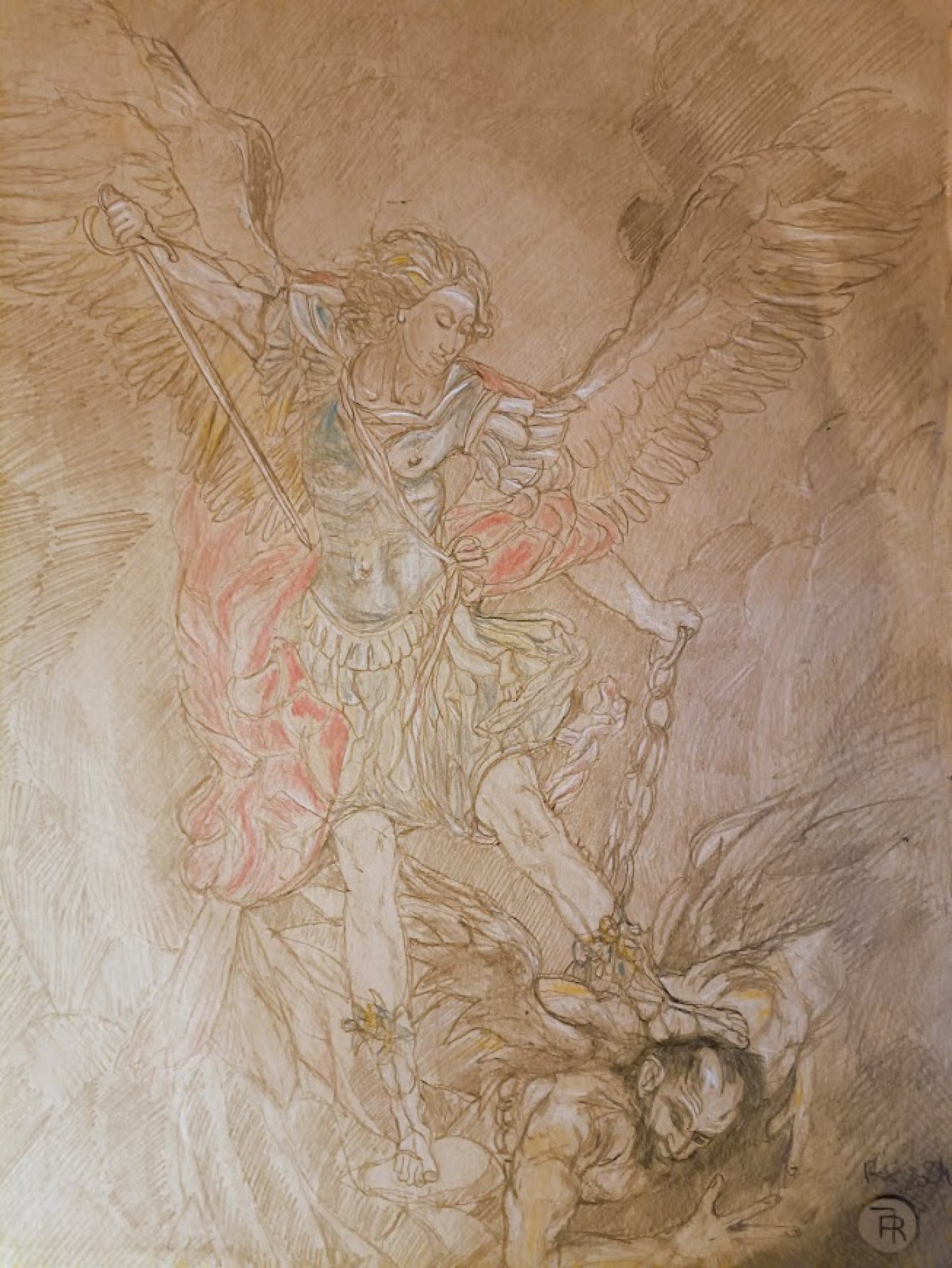 San Miguel Arcángel lucha contra Satanás Painting by roberto ferrando