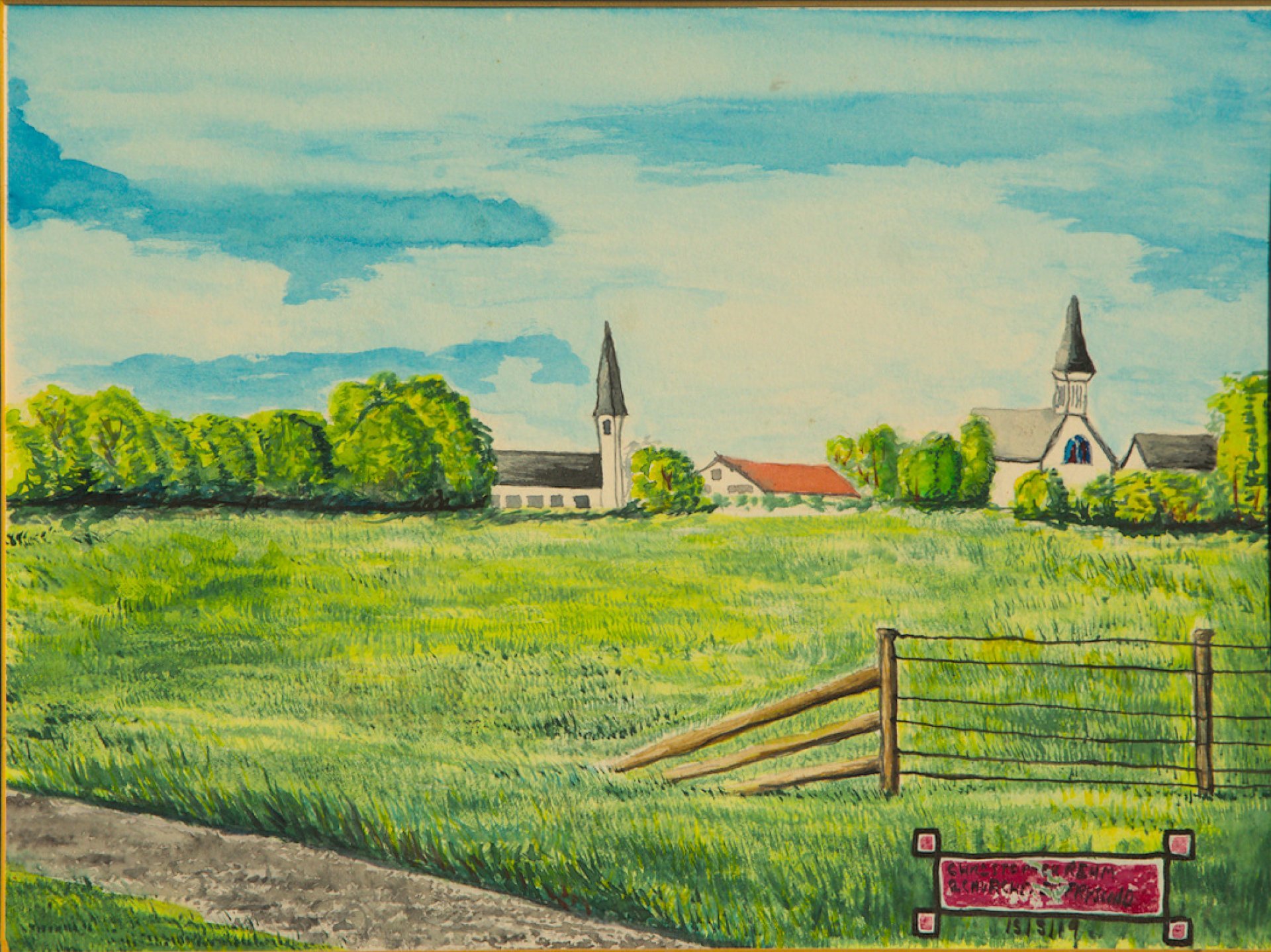Dos iglesias en Frisia Pintura de Christopher Rehm
