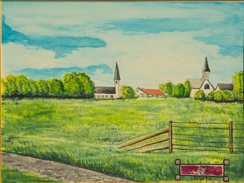 Two churches in Friesland Painting by Christopher Rehm