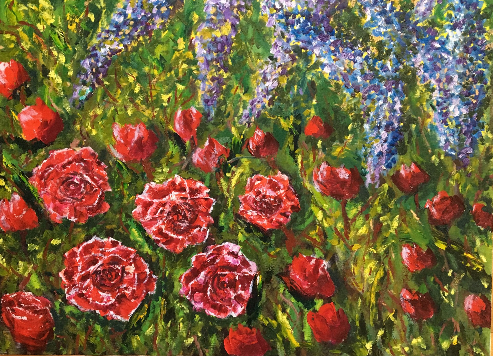 Roses and Lilacs Painting by Bill Neary - Jose Art Gallery