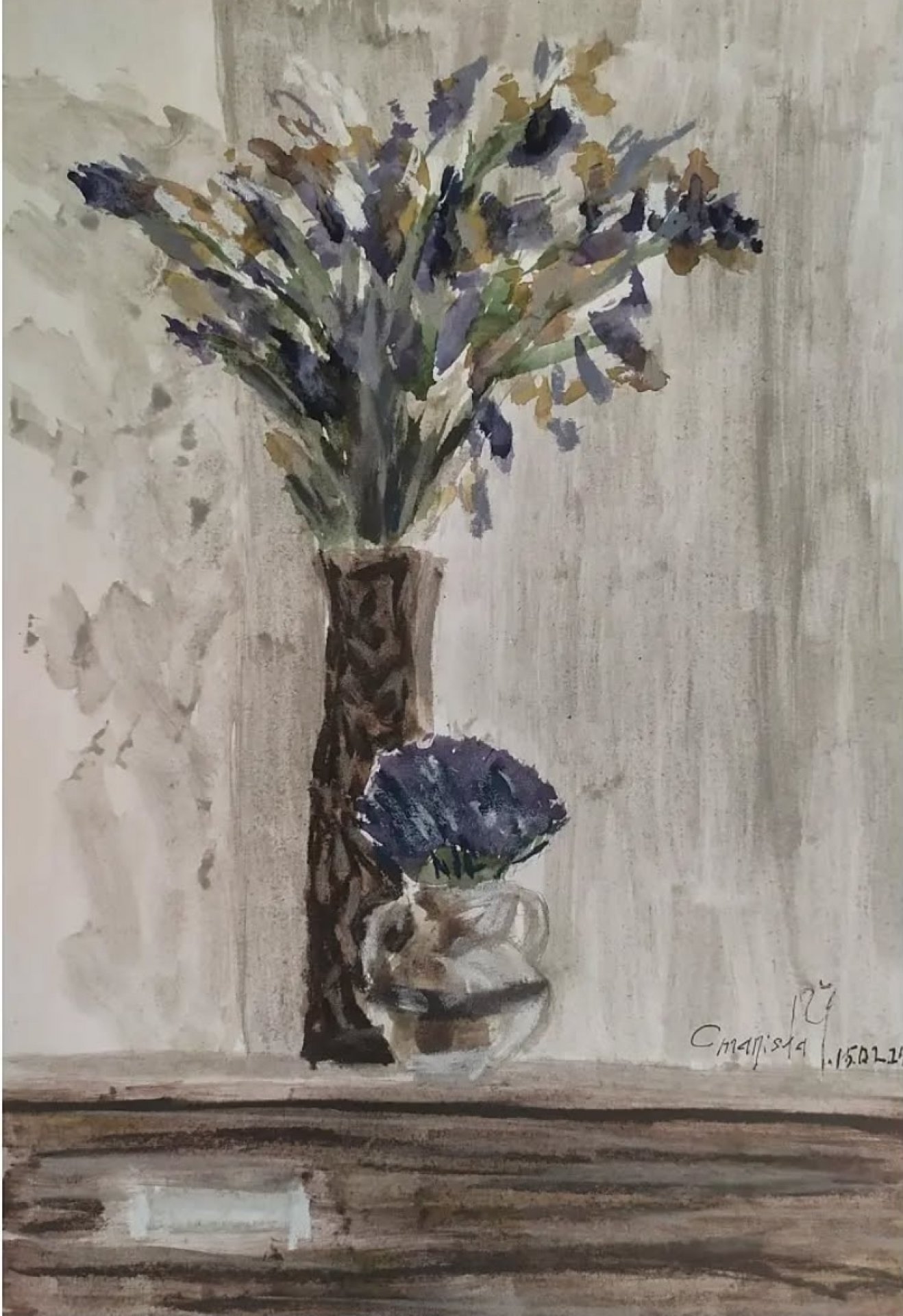 Still life with dried flowers Painting by Stanislav Bazylev