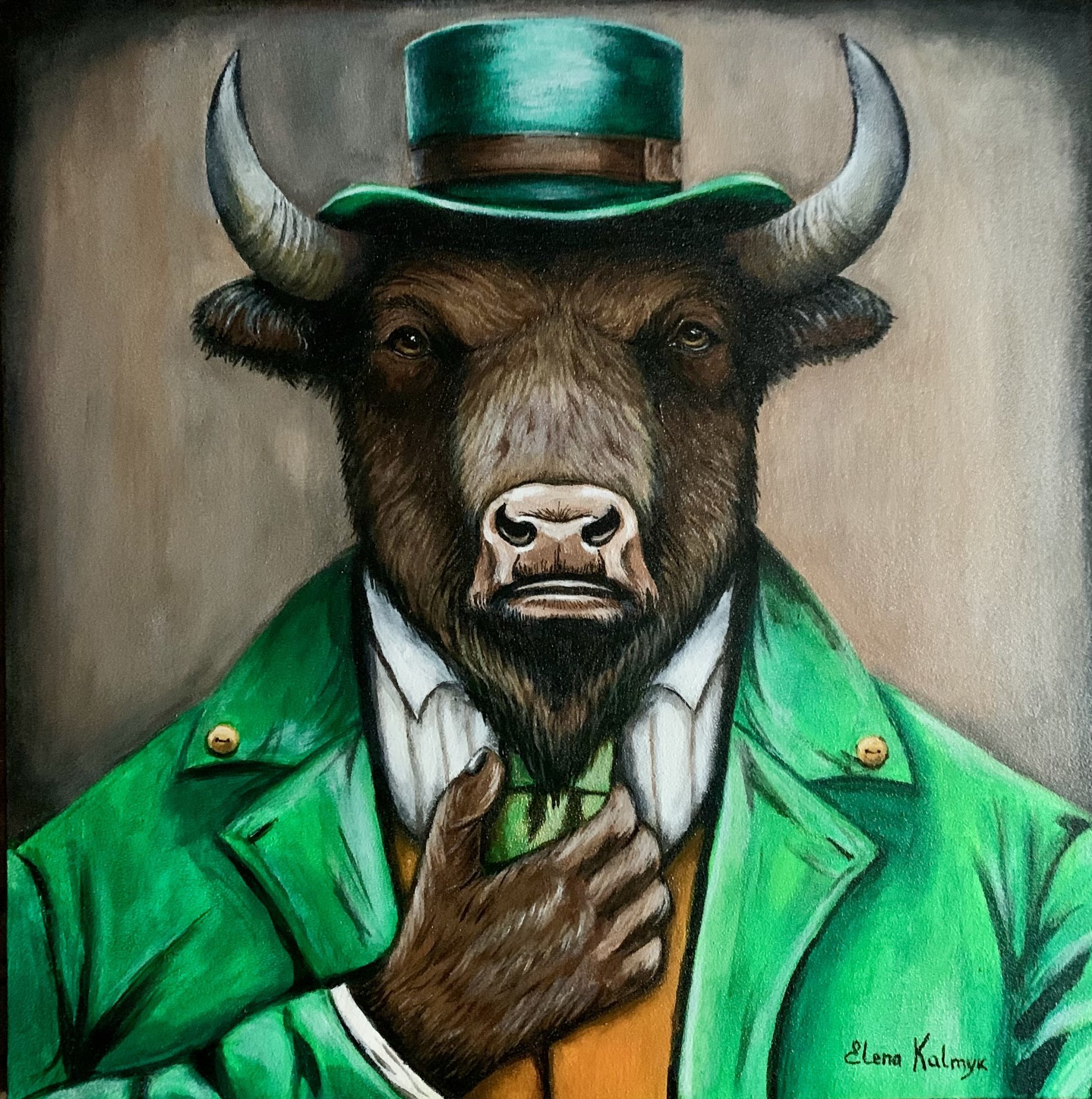 Sir Bison Painting by Elena Kalmyk - Jose Art Gallery