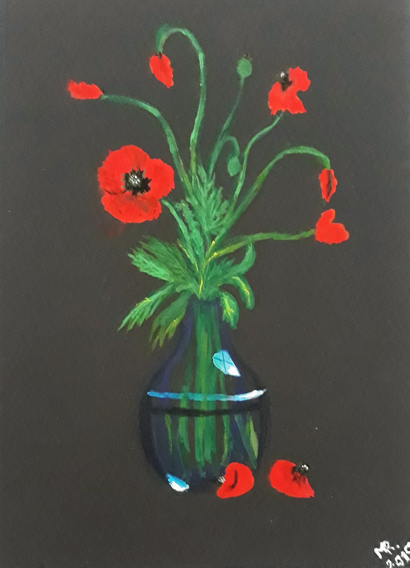 Still life with poppies Drawing - Marie Ruda