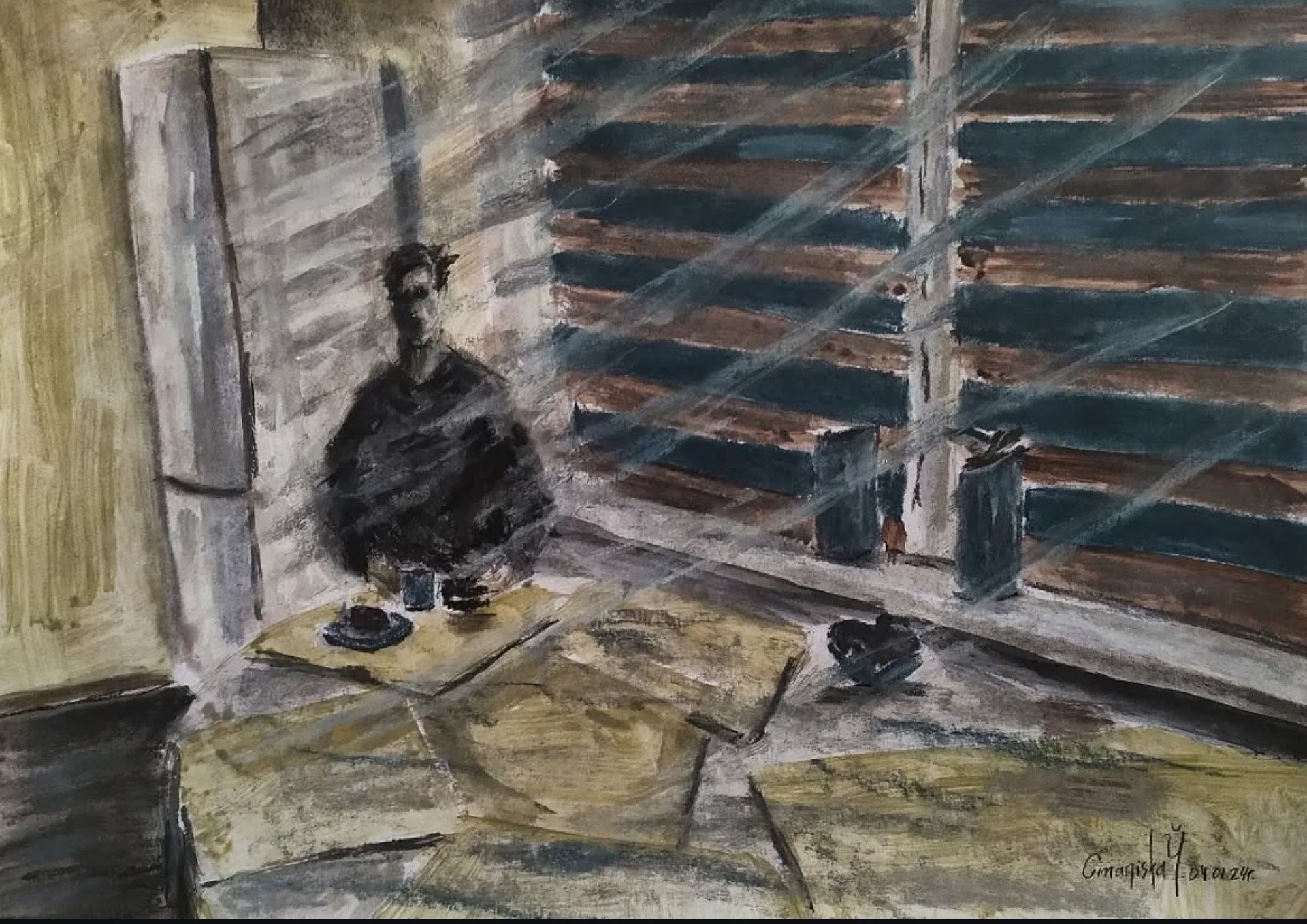 Morning coffee Drawing - Stanislav Bazylev