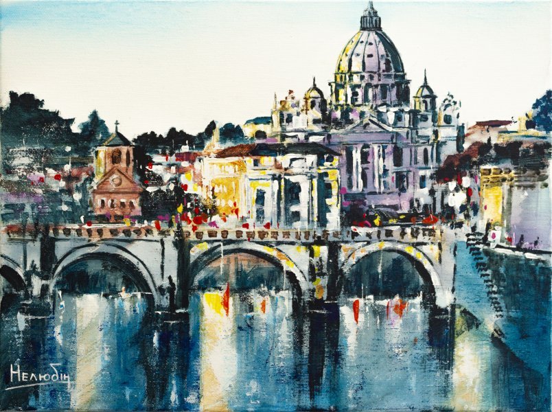 Rome Cityscape St Peters Basilica Digital Art - Oleksandr Neliubin