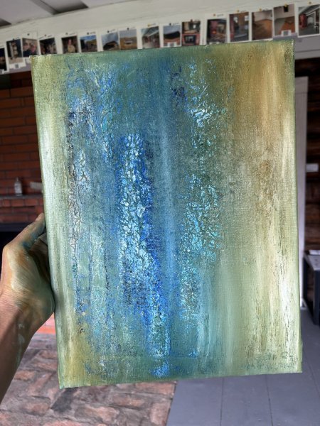 Warm Waterfall Sea and Sand Painting by Lora Pavlova