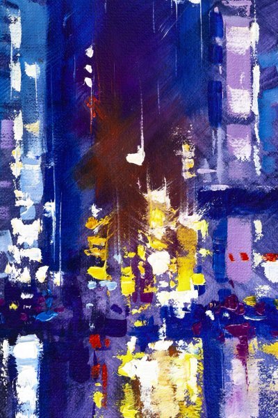 City Lights Reflection Abstract Painting Painting by Oleksandr Neliubin