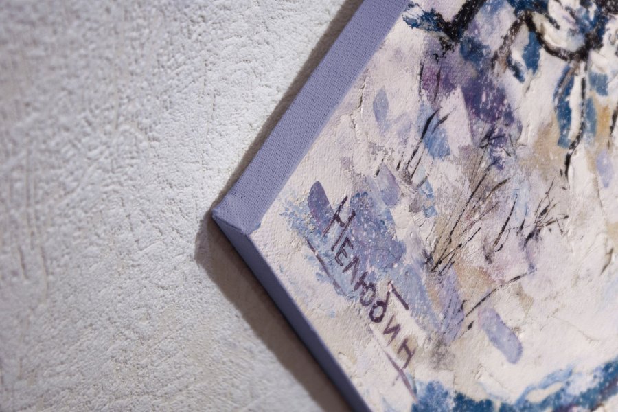 Serene Winter Village Snow Landscape Painting by Oleksandr Neliubin