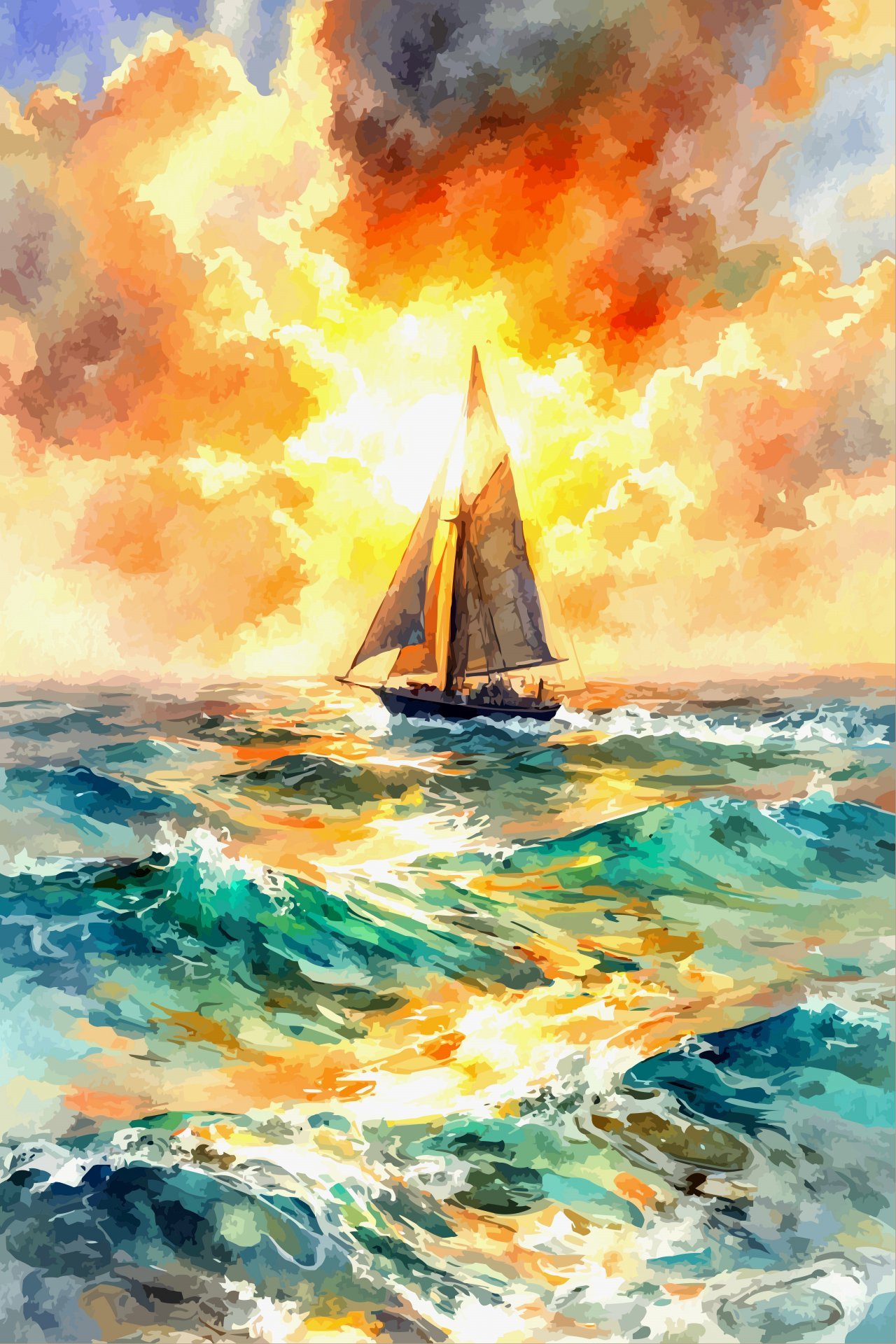 Golden Sea Escape Painting by Viktor Levchenko