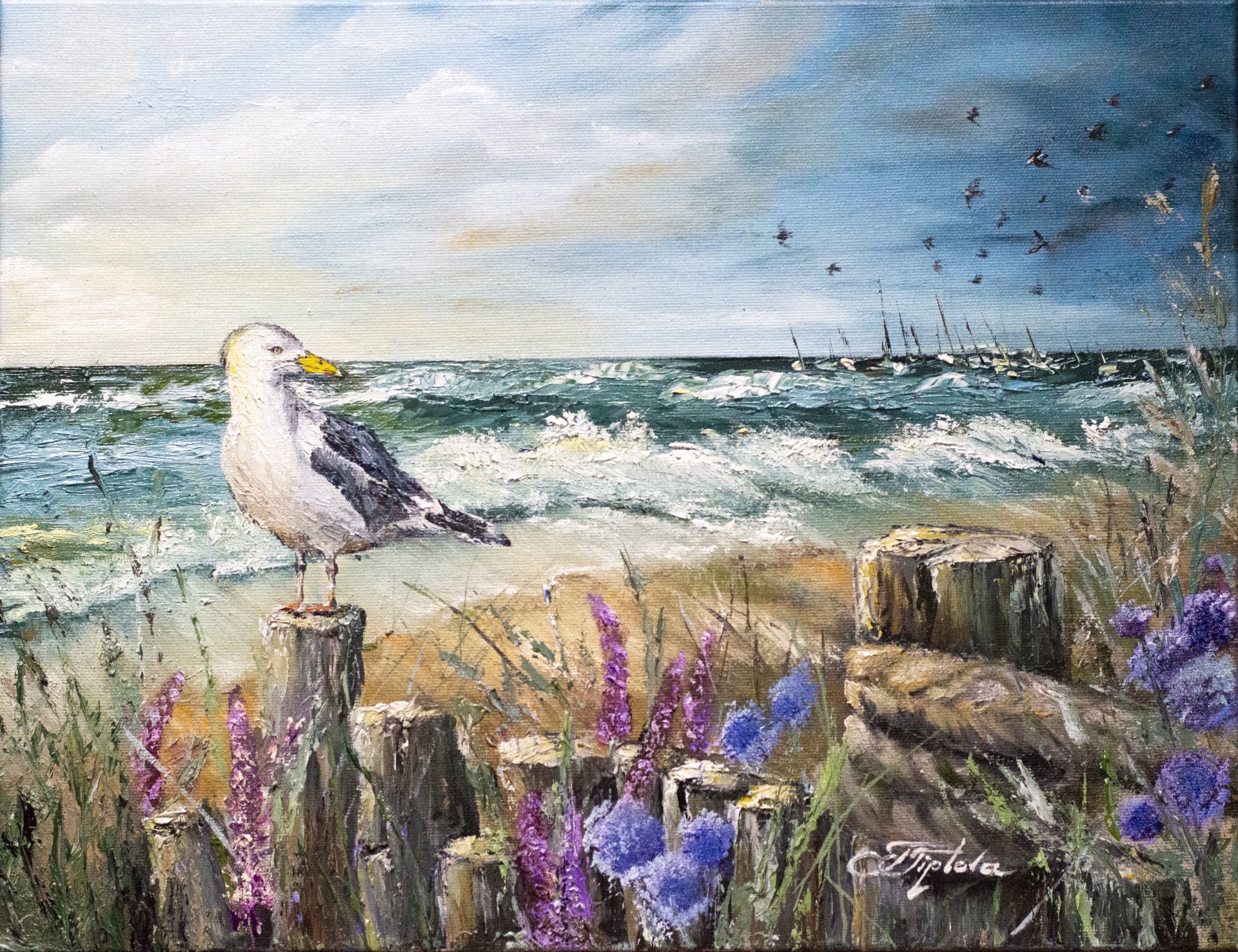 Gemälde «Die Möwe am Meer», Tetiana Tiplova