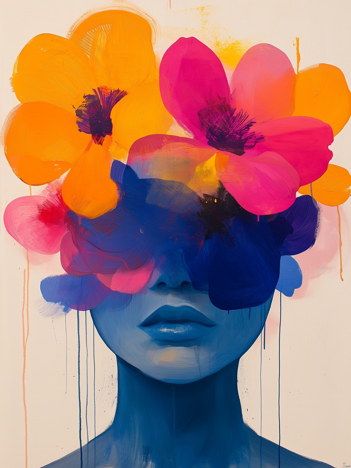 Hidden Bloom: The Mask of Feelings Digital Art - Tatiana Taner