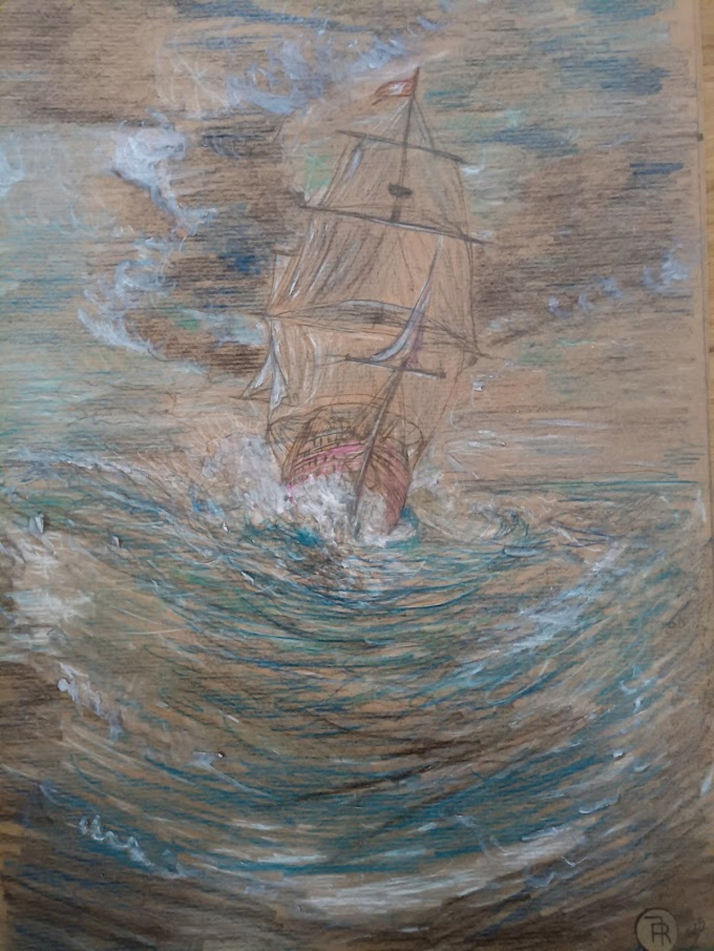 Force et courage dans la mer déchaînée Painting by roberto ferrando