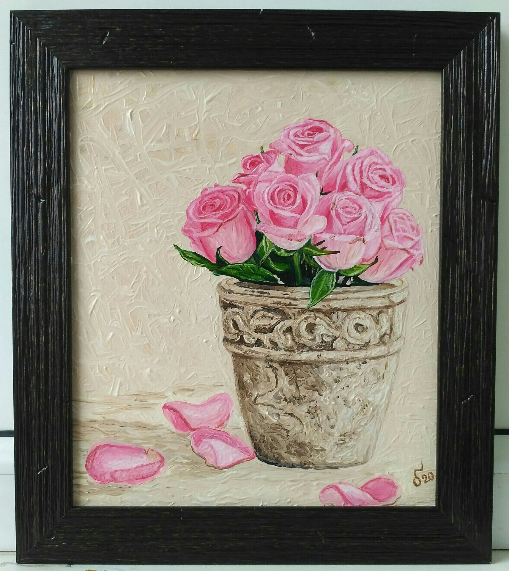 Pink roses Painting by Nataliia Kapusta - Jose Art Gallery