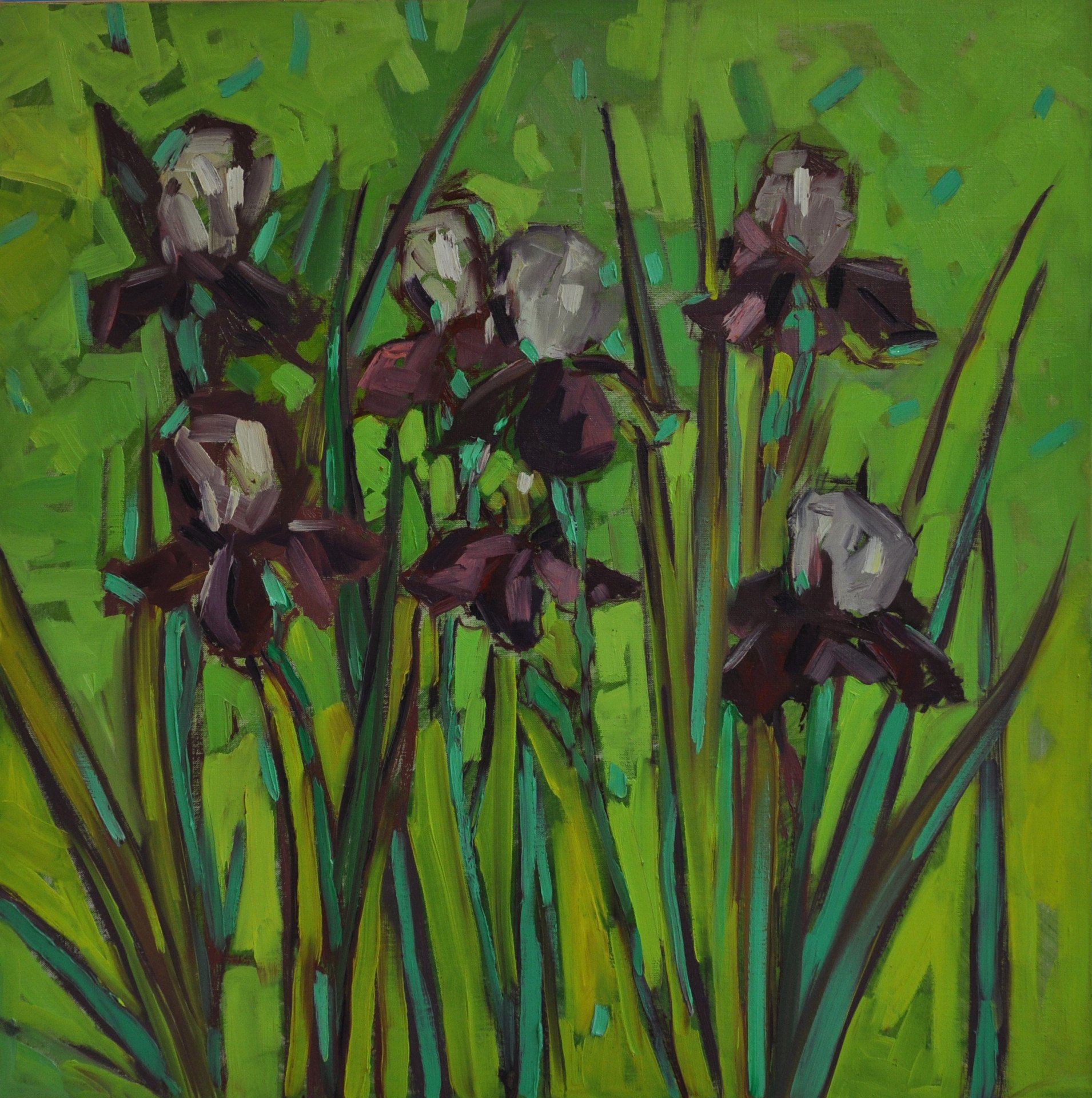 Spring irises Painting by Lyubomyr Khudyak