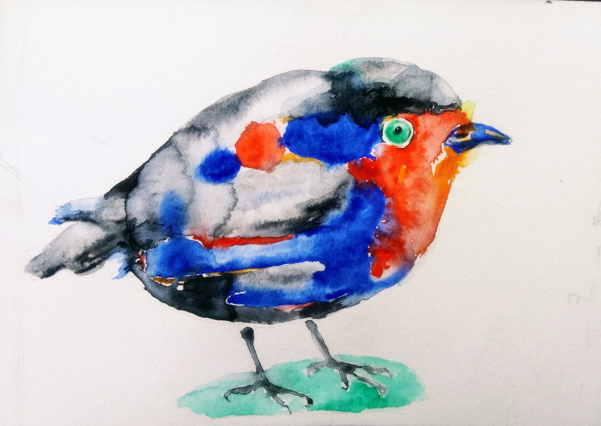 Colorful nature.Blue bird Painting by Daniela Vasileva