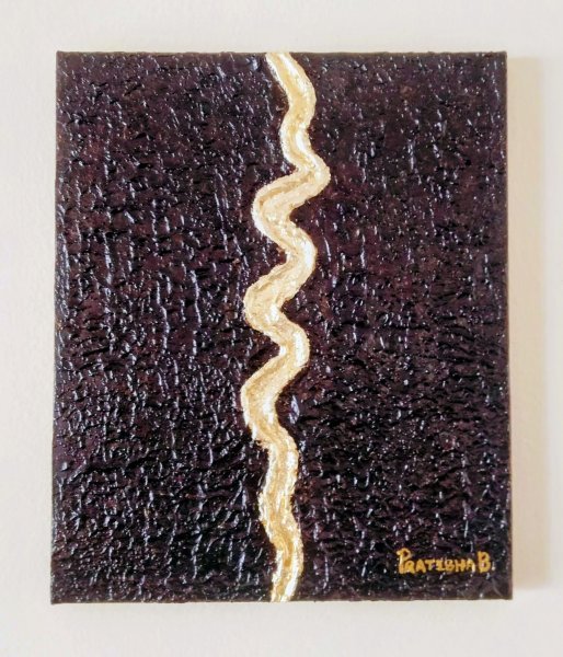 Golden River Abstract Black Gold Art Painting by Pratibha Bilgi
