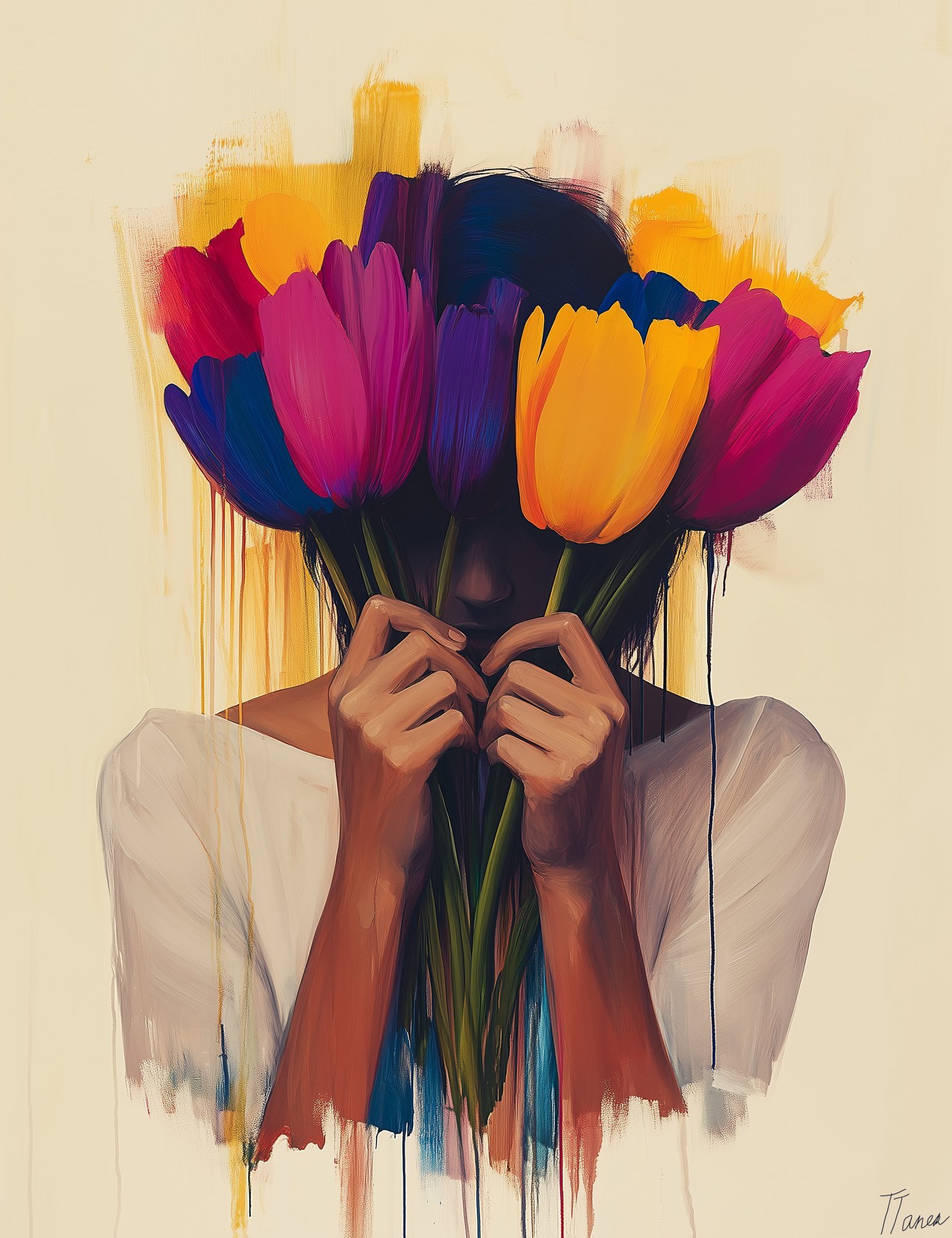 Silence Wearing Flowers: Emotional Portrait Painting by Tatiana Taner