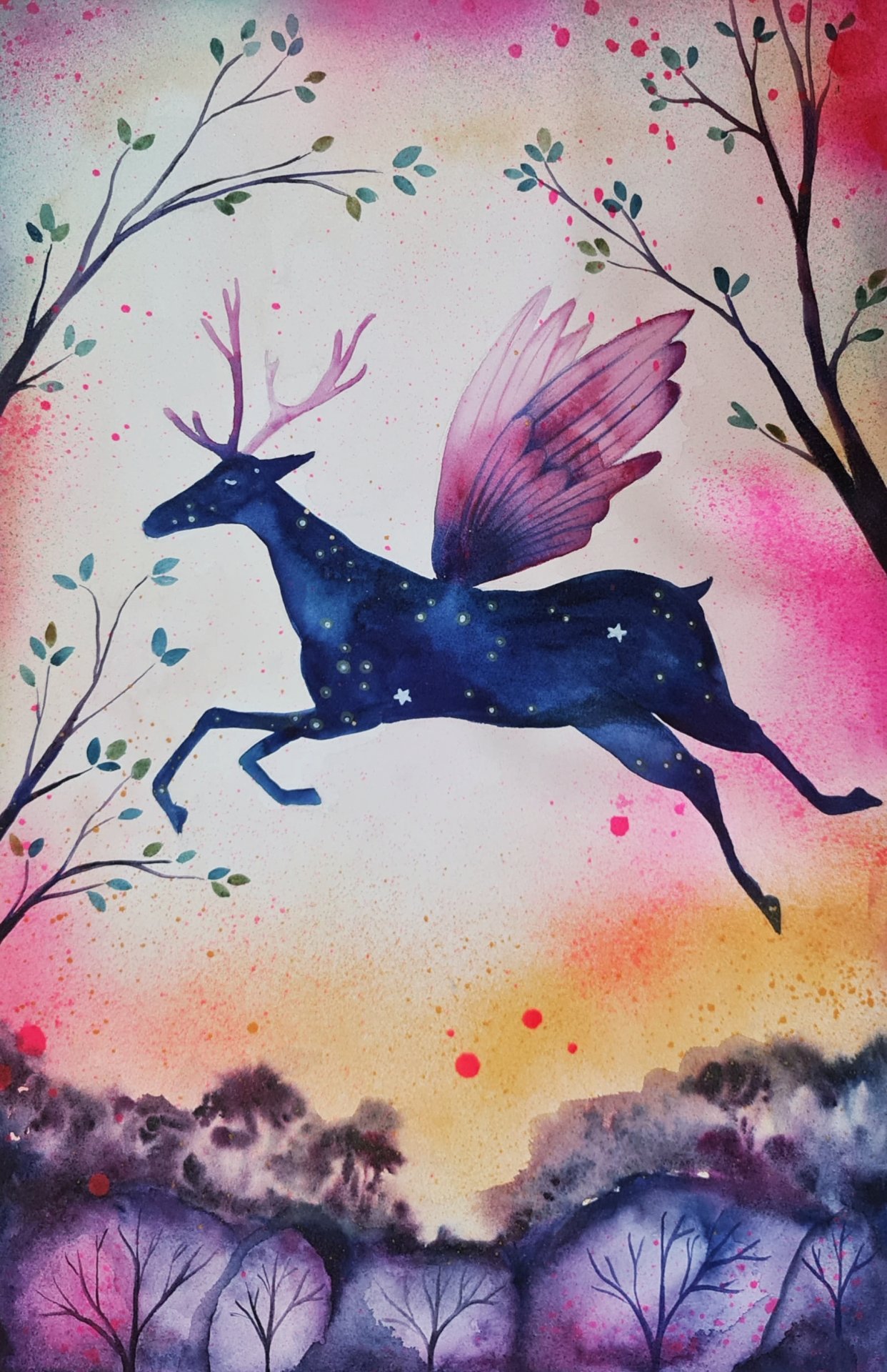 Stardust Deer Drawing - Evgenia Smirnova - Jose Art Gallery