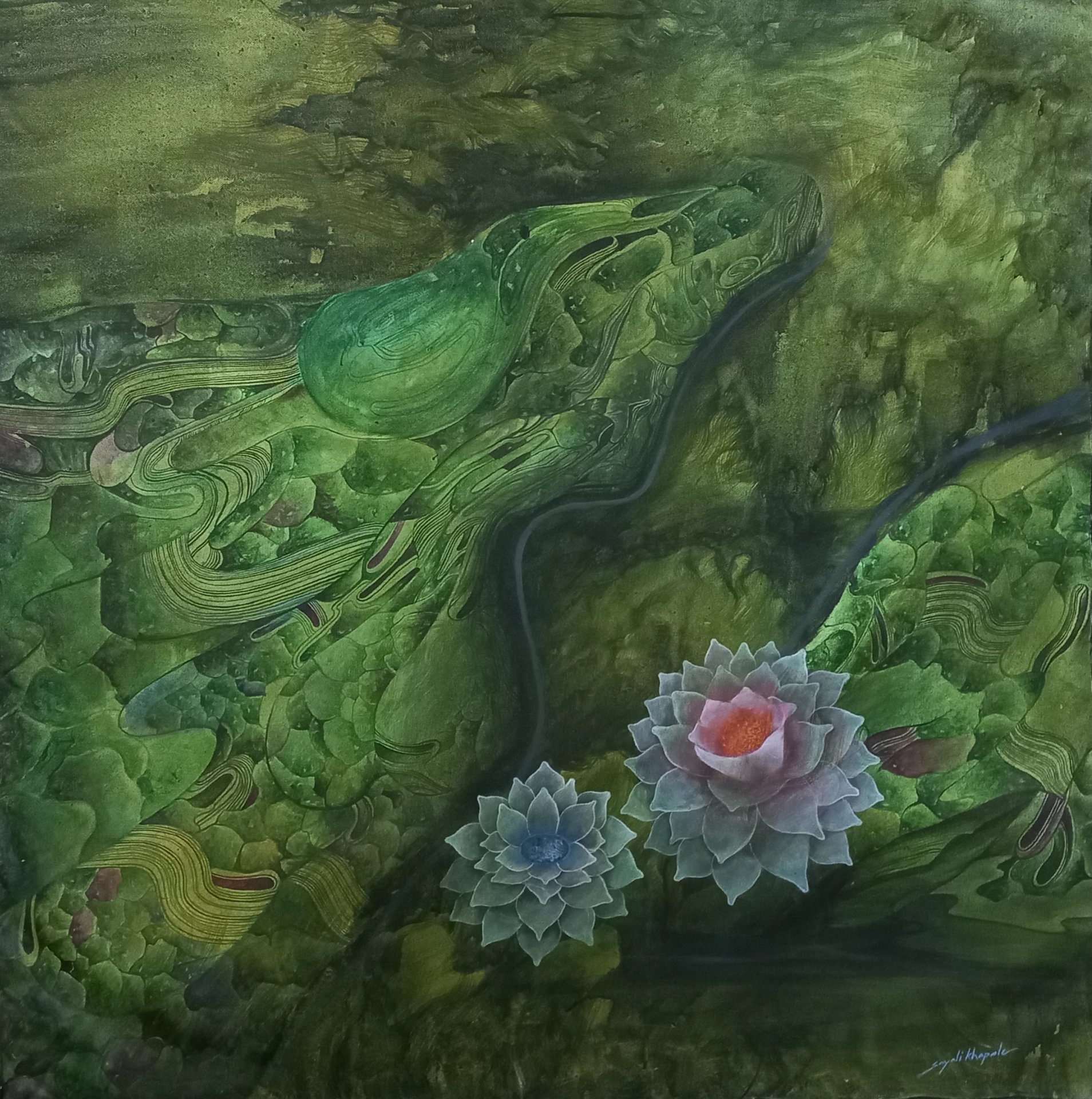 Grace in Bloom. A Journey to Peace Painting by Sayali Khapale