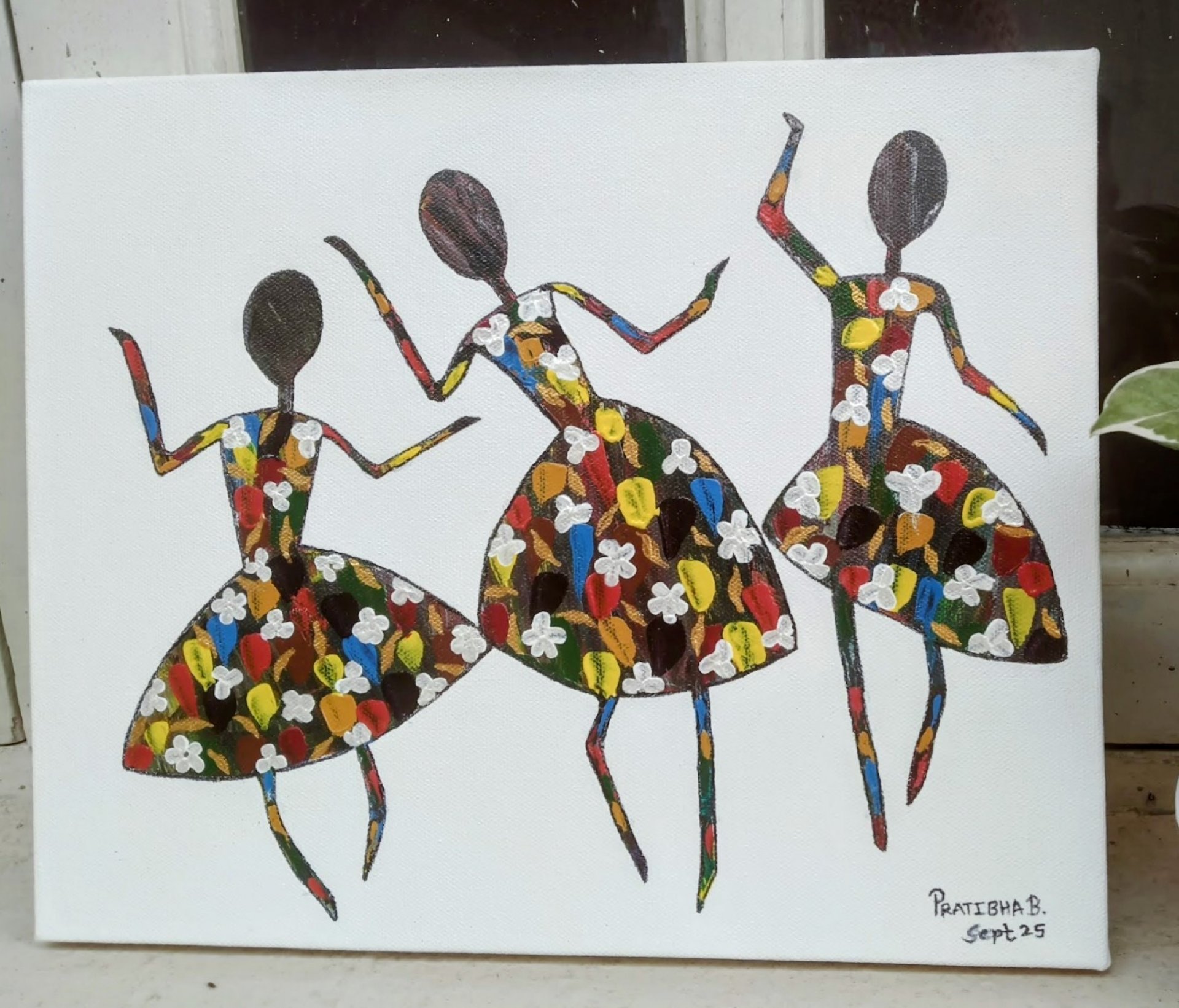 Dancing Dolls Rhythm in Color Painting by Pratibha Bilgi