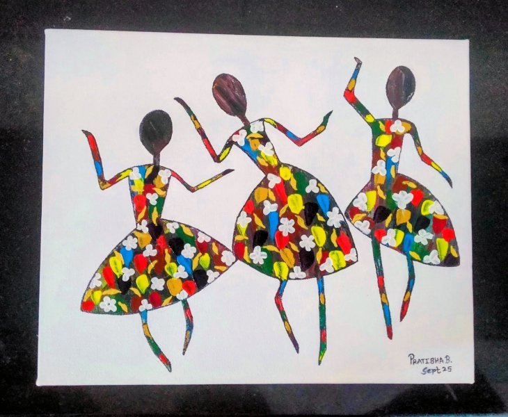 Dancing Dolls Rhythm in Color Painting by Pratibha Bilgi