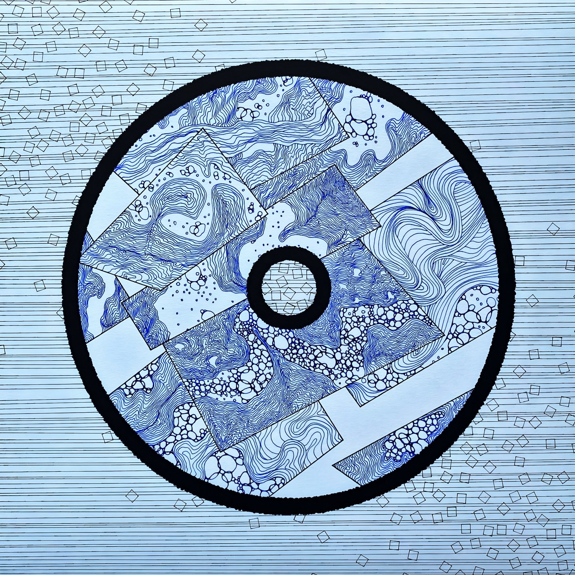 Flood A2: Modello di tranquillità blu profondo Painting by #artdjartem