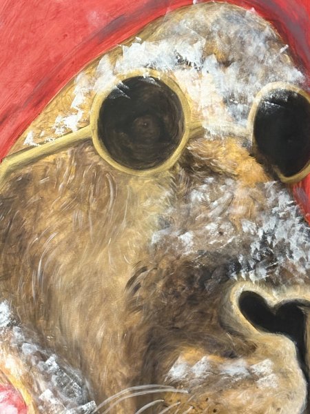 Lion the Snow Cat: Winter Majesty Abstracted Painting by M.E.G