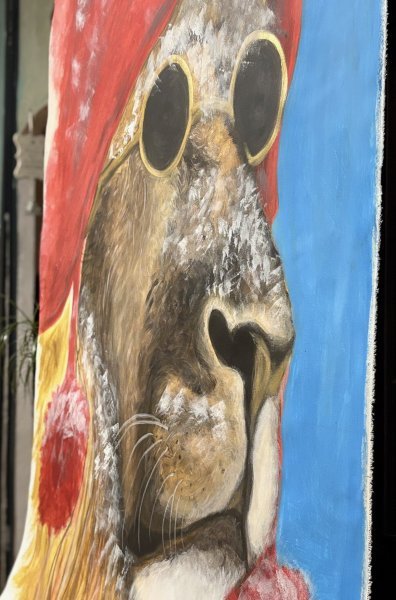 Lion the Snow Cat: Winter Majesty Abstracted Painting by M.E.G