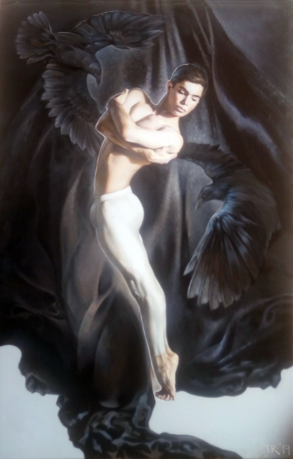 DANCING WITH RAVENS Painting by Tatiana Rezvaya