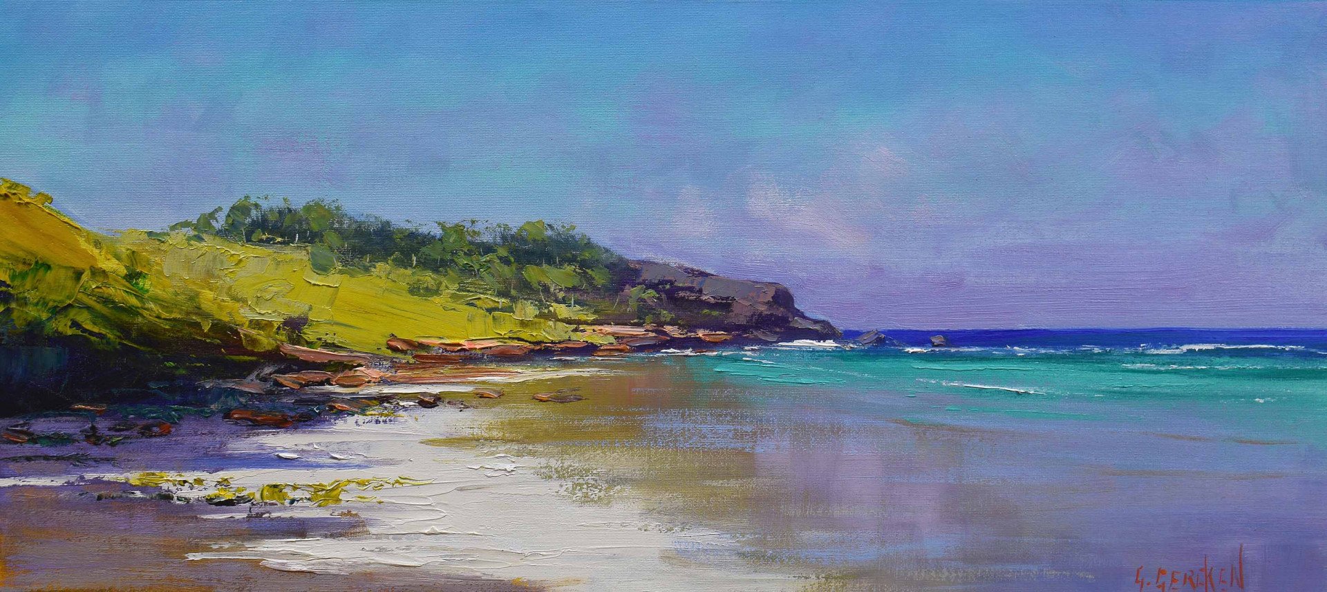Yamba beach colours Painting by Graham Gercken