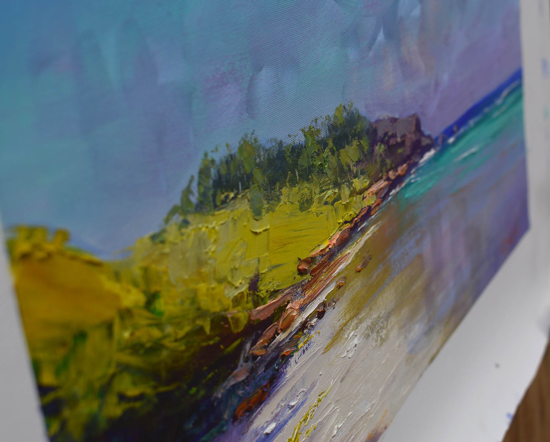 Yamba beach colours Painting by Graham Gercken - Jose Art Gallery