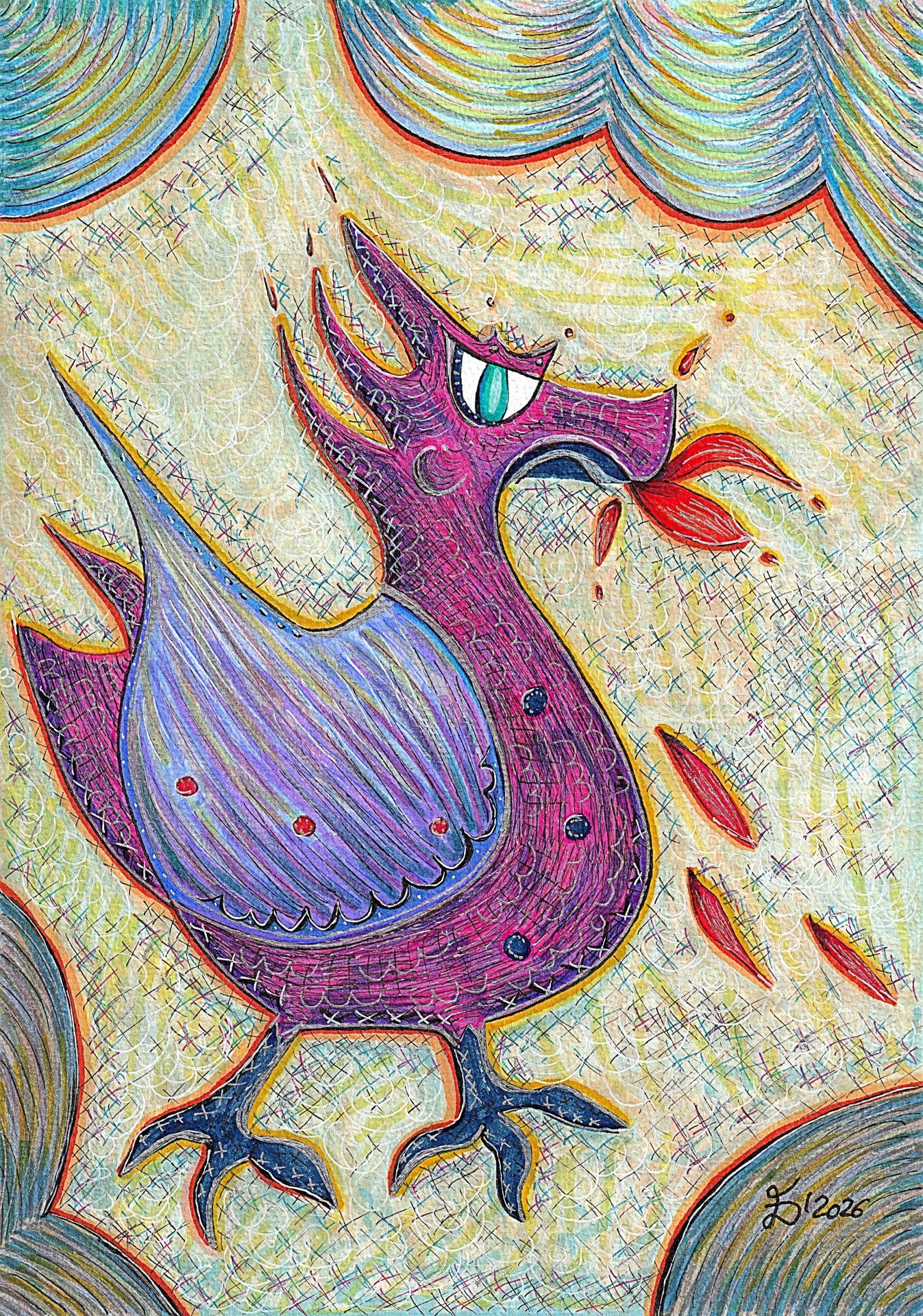 Draco. Fantastic creatures. Drawing - Ewa Dura