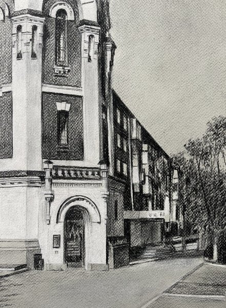 Mariupol Old Water Tower Drawing Digital Art - Vladimir Sumarokov