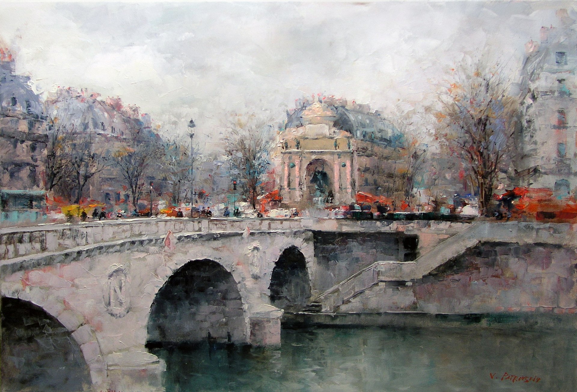 Paris. Pont Saint-Michel Painting by Vitaliy Petrovskiy