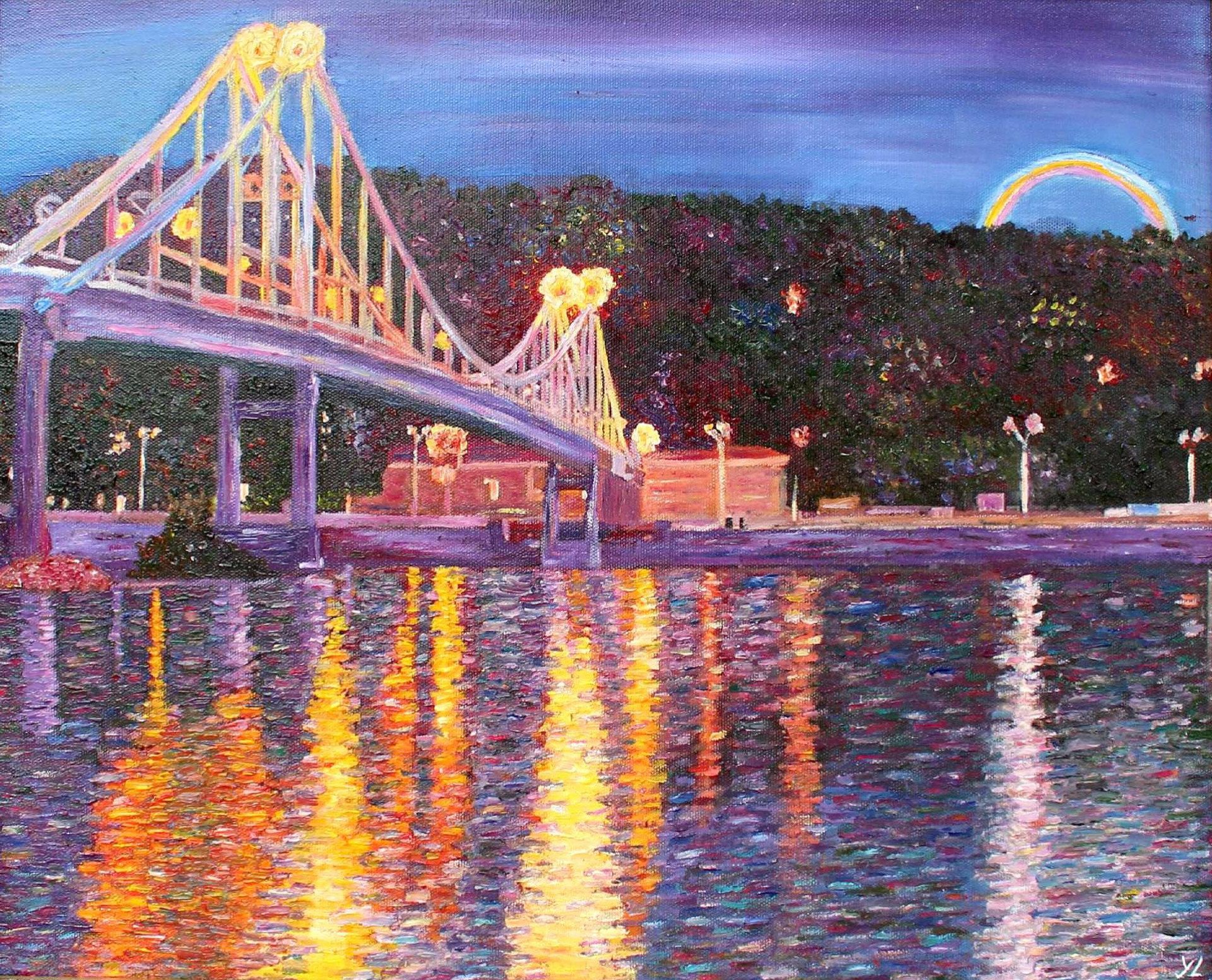 Pedestrian bridge. Painting by Yulianna Lenova