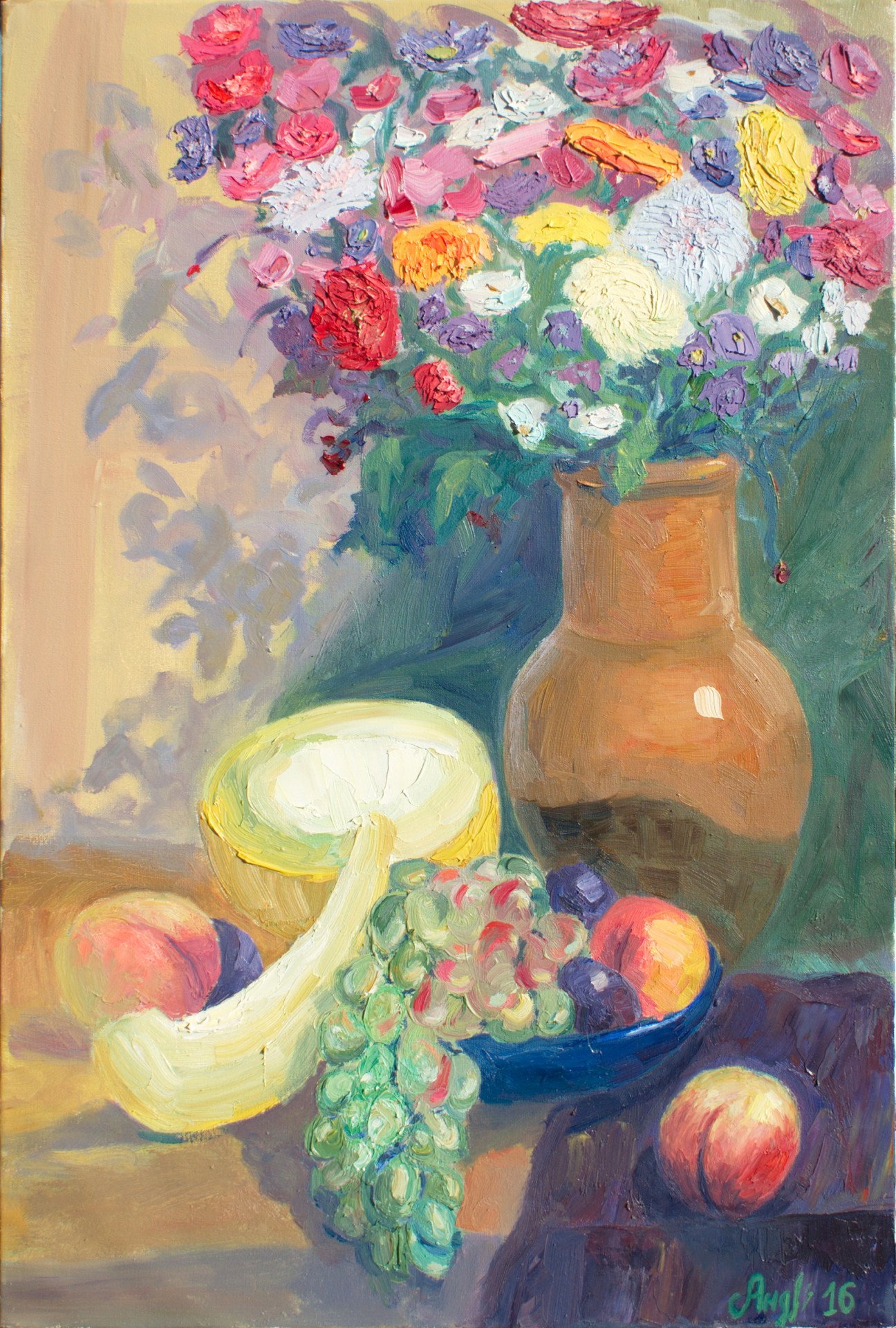 Fruits and flowers Painting by Tamila Svirska