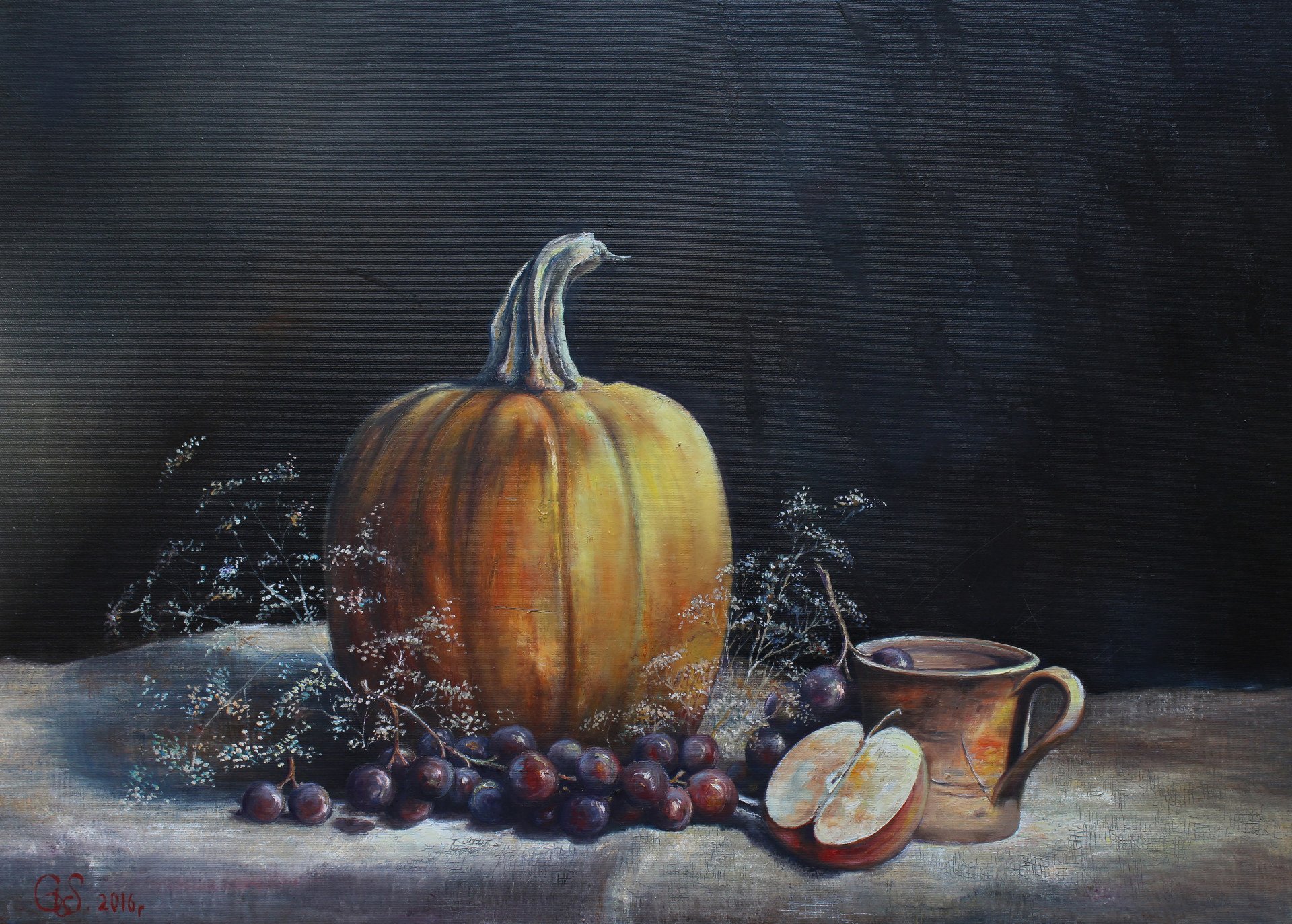 Still life with grapes Painting by Igor Goroshko