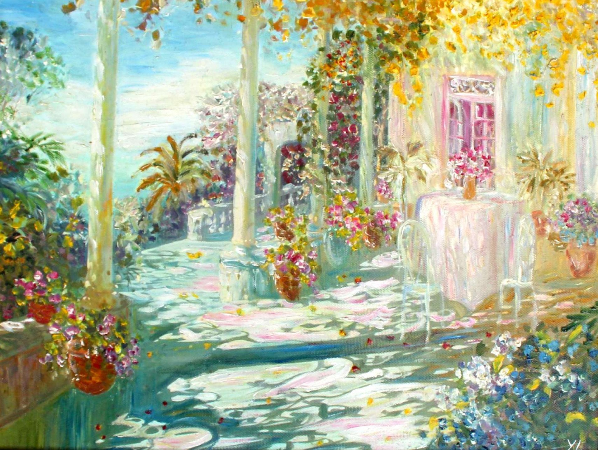 Terrace Painting by Yulianna Lenova - Jose Art Gallery