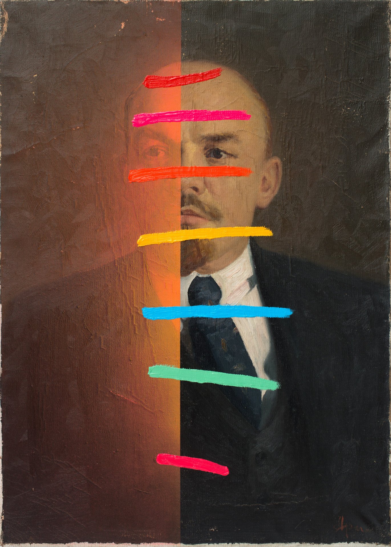 LENIN WITH SEVEN COLORED LINES Painting by Oleksandr Balbyshev